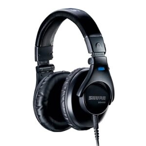 shure srh440 professional studio headphones, enhanced frequency response and extended range for home and studio recording, with detachable coiled cable, carrying bag and 1/4" adapter (srh440-bk)