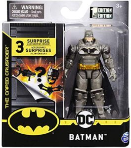 dc batman 2020 batman heavy armor light gray with gold belt 4-inch action figure by spin master