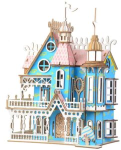 nwfashion wooden dream dollhouse diy kits 3d puzeele for christmas party halloween house (color dream house)