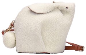 qzunique rabbit shape handbag women's lovely plush toy crossbody bag rope strap shoulder bag