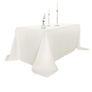 ascoza 6pack 90x156 inch ivory rectangular tablecloth 8 feet table cloth in polyester fabric for wedding/banquet/restaurant/parties