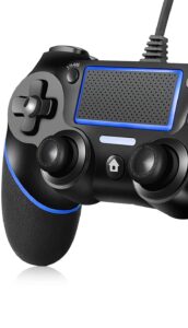 orda wired controller compatible with pc,with motion motors,mini led indicator and anti-slip design -blue