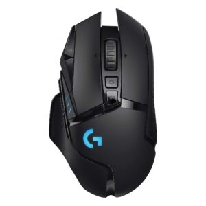 logitech g502 lightspeed wireless gaming mouse with hero 16k sensor, powerplay compatible, tunable weights and lightsync rgb - black (renewed)