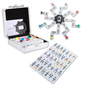 nolie mexican train dominoes game, double 12 dominoes set, colored number dominoes with aluminum case