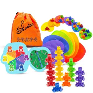 skoolzy counting toys for kids ages 3-5. learning frogs color sorting toy set, numbers matching, montessori educational boys and girls preschool games gifts stocking stuffers