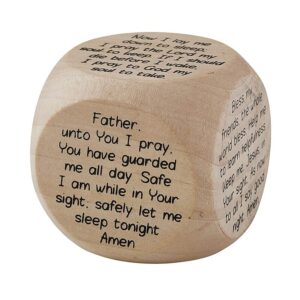 bedtime prayer cubes large wooden die with 6 classic family prayers, 7 x 6.5 inches