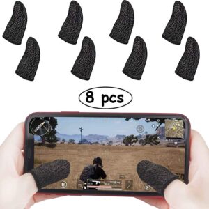 shlia mobile game finger sleeve [8 pack], touch screen finger sleeve breathable anti-sweat sensitive shoot and aim keys for rules of survival/knives out for android & ios