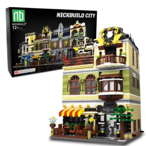 nickbuild street chinese restaurant moc building blocks toy, towns series kits, buildable city toys, collectible play model set and building kit for kids and teens (1326 pcs)