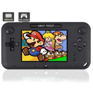 jaok handheld game console, portable game player built-in 208 hd classic games 4" lcd retro gaming system, support tv/av 12 bit rechargeable handheld game console (gray)