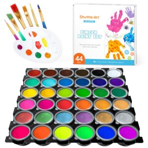 shuttle art washable finger paint, 44 pack kids paint set with 36 colors toddler paints(30ml, 1oz) for toddlers, paint brushes, finger paint paper pad, palette, non toxic paint for kids art & craft