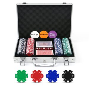 nolie casino poker chip set 200 pcs with reinforced aluminum case for gambling(11.5 gram)