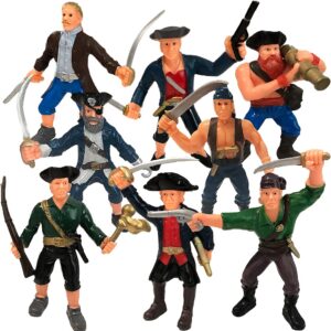 artcreativity pirate action figure playset, set of 8 legendary plastic figures in assorted poses, cool pirate toy set for kids, great birthday gift idea for boys and girls