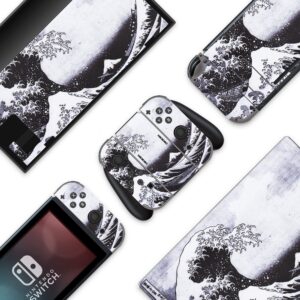 belugadesign wave switch skin | cool sticker wrap vinyl decal | painting japanese water ocean cute | compatible with nintendo switch (switch standard, gray)