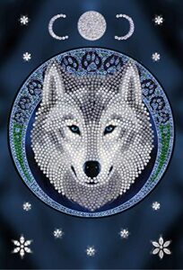 crystal art diamond painting notebook - lunar wolf - create a sparkling notebook cover using crystals - for ages 8 and up