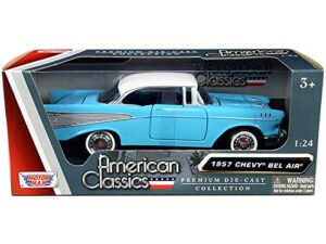 motor max 1957 chevy bel air, light blue 73228ac-whbl - 1/24 scale diecast model toy car