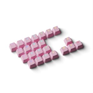 hk gaming rubber keycaps set | anti-slip texture | doubleshot backlit keycap set | 23 keys oem profile key set | for mechanical keyboard | compatible with cherry mx, gateron, kailh | prism pink