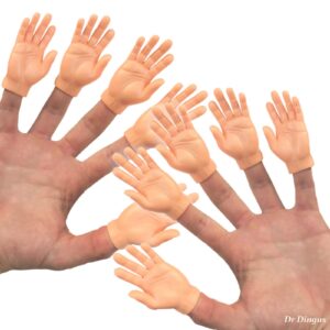 finger hands - 10 pack – premium rubber little tiny finger hands – fun and realistic design – ideal for puppet show, gag present, fun for all kids!