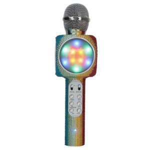 wireless express - sing-along bling bluetooth karaoke microphone and bluetooth stereo speaker all-in-one (rainbow bling)