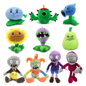 maikerry 10 pieces plants plush 1&2 pvz stuffed figure vs zombies plushies toy, great gifts for kids birthday,halloween and christmas