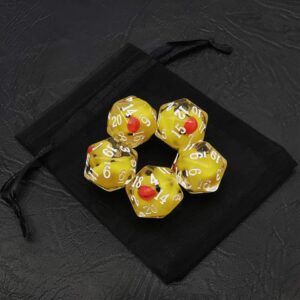 bescon dice yellow duck 20 sides dice set of 5, duck d20 5pcs set