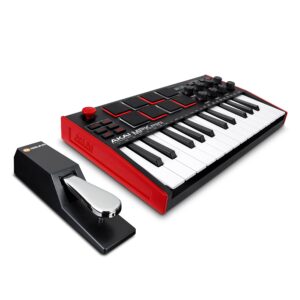 akai mpk mini mk3 midi keyboard controller + m-audio sp2 sustain pedal, with mpc beats and software suite – beat maker bundle