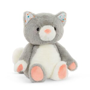 b. toys- b. softies- 12" plush cat- stuffed animal – super soft kitten – gray & white – 12” – washable – baby, toddler, kids – happyhues – cloudy cosmo – 0 months +