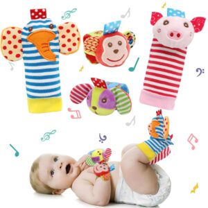 baby rattle toy,wrist rattles foot finder socks,arm hand leg ankle rattle,stuffed infant toys,baby shower, birthday holiday birth present gift for newborn boy girl kids toddler,8pcs