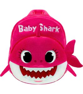 q&m novelties baby shark toddler mini backpack plush toy (pink - mommy shark)