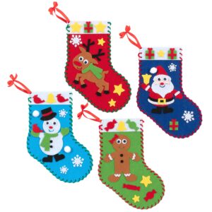 ready 2 learn christmas crafts - create your own christmas stockings - set of 4 - christmas decorations for home - all materials included