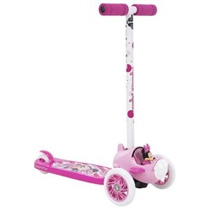 huffy disney minnie mouse toddler scooter, ideal for ages 3+, 3 wheels, wide pink deck with minnie mouse graphics, easy-balance scooter, durable, safe and comfortable