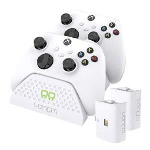 venom twin charging dock with 2 x rechargeable battery packs - white