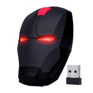 ecoinva wireless iron man mouse 2.4g optical computer mouse for desktop laptop pc mac (black)