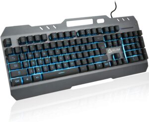 klim lightning semi mechanical gaming keyboard + 7 led colors + metal frame + compatible with pc mac ps4 ps5 xbox one + wired hybrid keyboard (renewed)