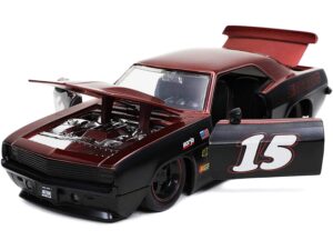 jada toys bigtime muscle 1:24 1969 chevy camaro die-cast car black/red, toys for kids and adults