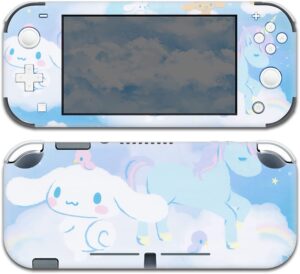 belugadesign dog anime switch skin | cute pastel sticker wrap vinyl decal | cinnamon roll kawaii japanese cartoon game l compatible with nintendo switch (switch lite, blue)