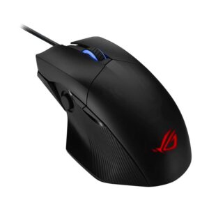 asus optical gaming mouse - rog chakram core | wired gaming mouse | programmable joystick, 16000 dpi sensor, push-fit switch sockets design, adjustable mice weight, stealth button, rgb mouse