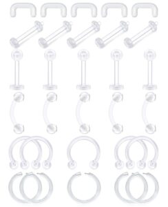 d.bella 16g clear piercing retainers flexible cartilage helix daith rook tragus earring bioflex plastic nose septum lip eyebrow rings