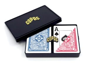 copag legacy design 100% plastic playing cards, poker size jumbo index red/blue double deck set…