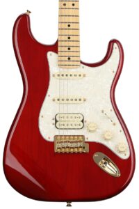 fender tash sultana stratocaster electric guitar, transparent cherry, maple fingerboard