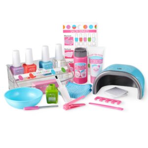 melissa & doug love your look pretend nail care play set – 20 pieces for mess-free play mani-pedis (does not contain real cosmetics) , pink