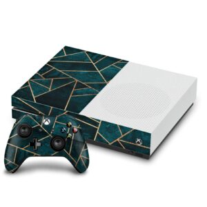 head case designs officially licensed elisabeth fredriksson deep teal stone art mix vinyl sticker gaming skin decal cover compatible with xbox one s console and controller bundle