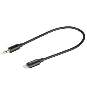 saramonic 3.5mm trs male to apple lightning connector microphone & audio adapter cable 9" (22.86cm) (sr-c2000), black