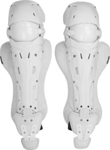 rawlings | mach catcher's leg guards | baseball | intermediate | white/white