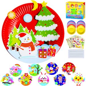 zmlm arts crafts gift christmas: paper plate art kit for girl boy art supply project toddler creative fun children preschool party favor bulk activity birthday game xmas holiday crafts toys for kids