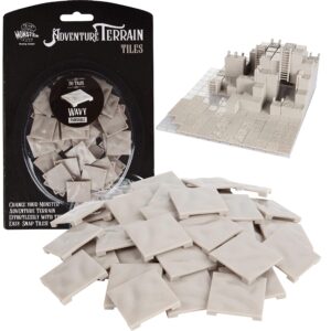 monster adventure terrain- 50pc wavy style tile expansion pack-paintable 1"x1" tile set- easy snap creates amazing tabletop terrain in minutes