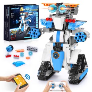 stem projects for kids ages 8-12, remote app controlled robot building kit educational birthday gifts for boys girls-358 pieces