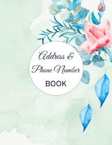 address & phone number book: for seniors, large print telephone and address notebook organizer with tabs, pink watercolor roses