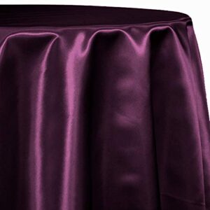 bridal satin premium polyester tablecloth - round tablecloths for wedding, parties, and more event tablecloths - plum - 120" - pack of 6