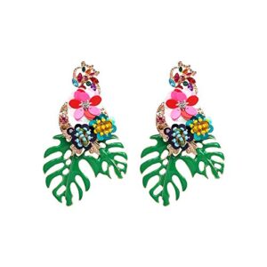 fahion statement vintage drop dangle earrings for women girls green crystal earrings