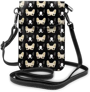 boston terrier and french bulldog friends women soft pu leather cellphone purse wallet handbag small crossbody shoulder bag